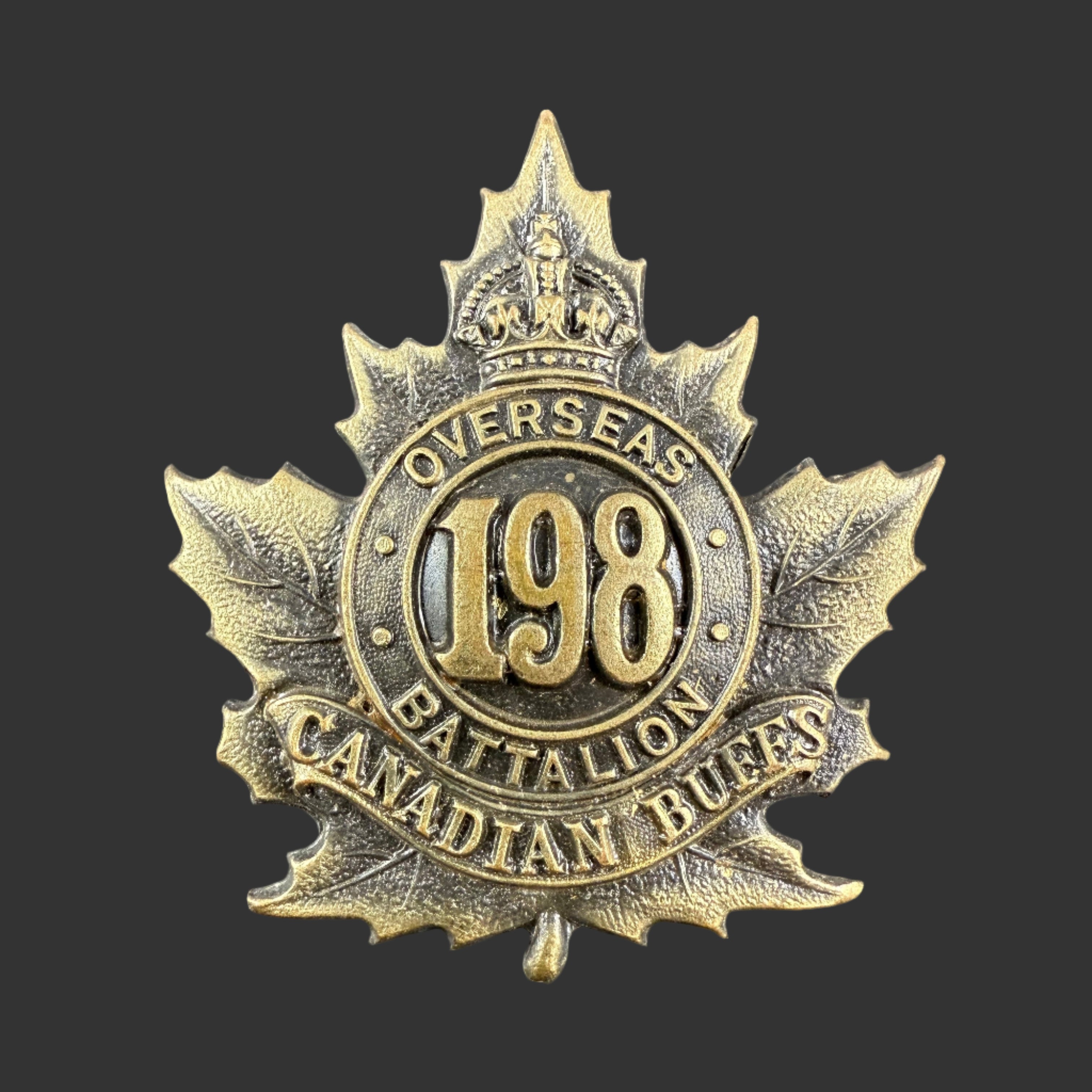 Canadian - WWI - CEF Cap Badge - 198th Battalion (Canadian Buffs ...